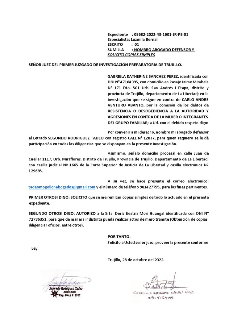 Escrito Solicito Copias 5682-2022 | PDF