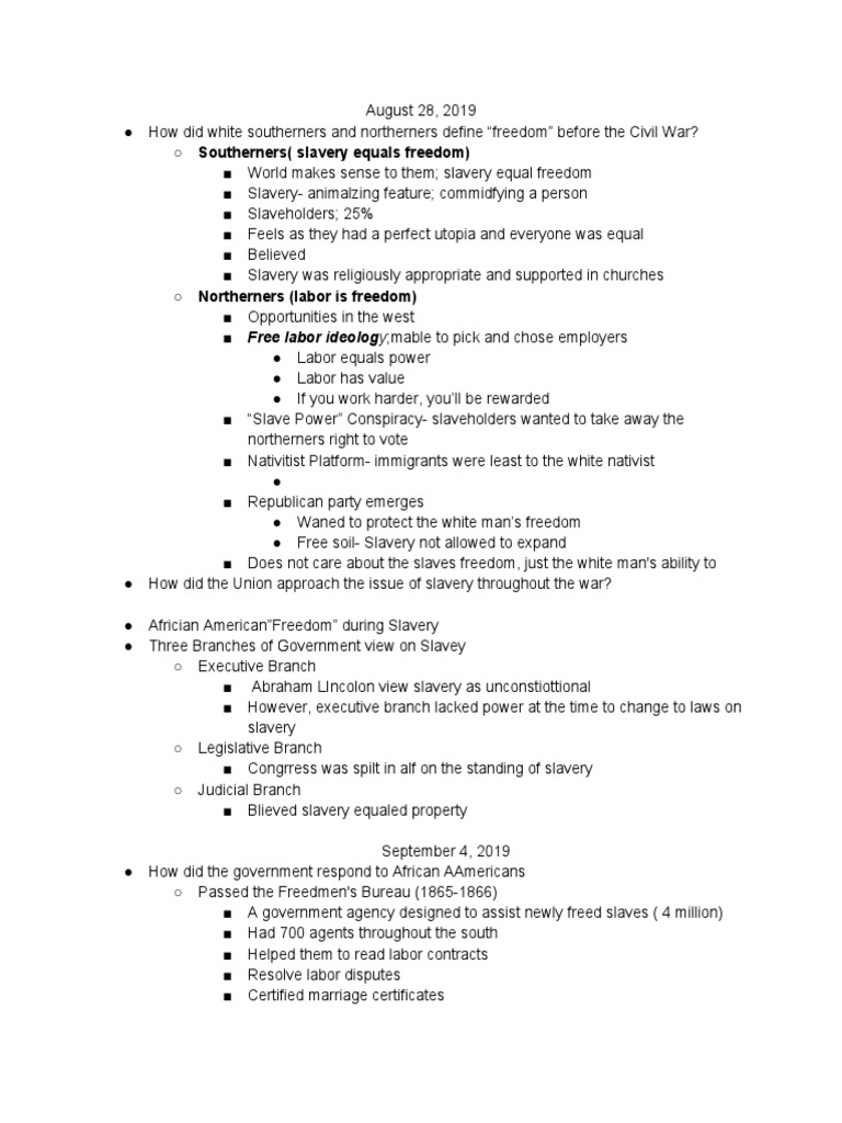 History Notes | PDF | Slavery | Confederate States Of America