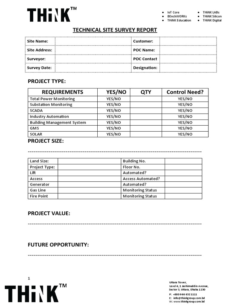 Technical Site Survey Report Template | PDF | Electronics | Electrical ...