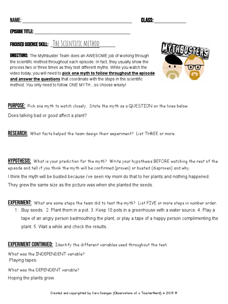 Moises Pagan - (Template) Mythbusters - Scientific Method Sheet | PDF ...