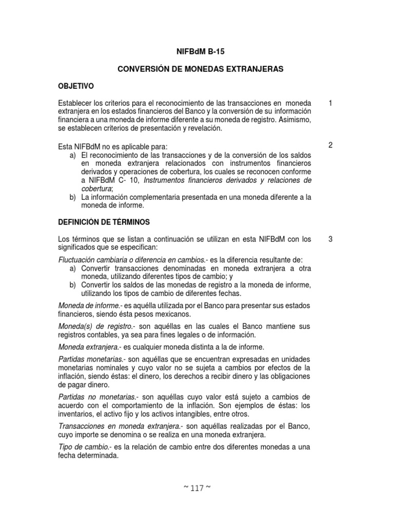 NIFBdM B-15 Conversion de Monedas Extranjeras | PDF | Moneda | Tipo de ...