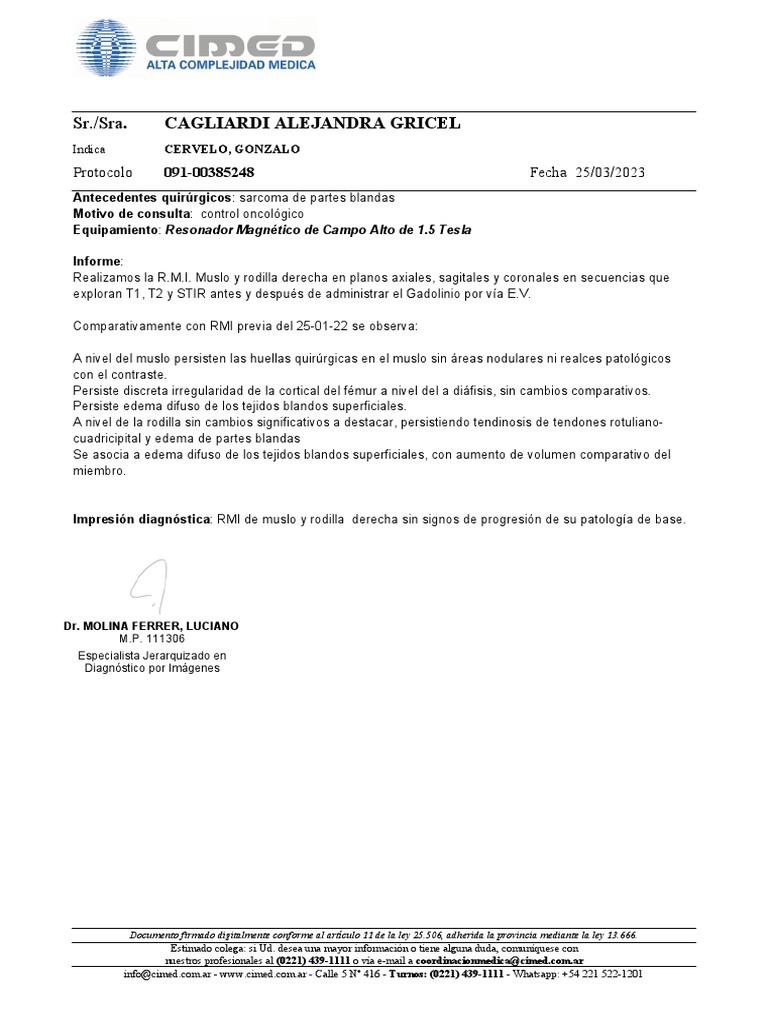 Cagliardi Alejandra Gricel: Sr./Sra | PDF