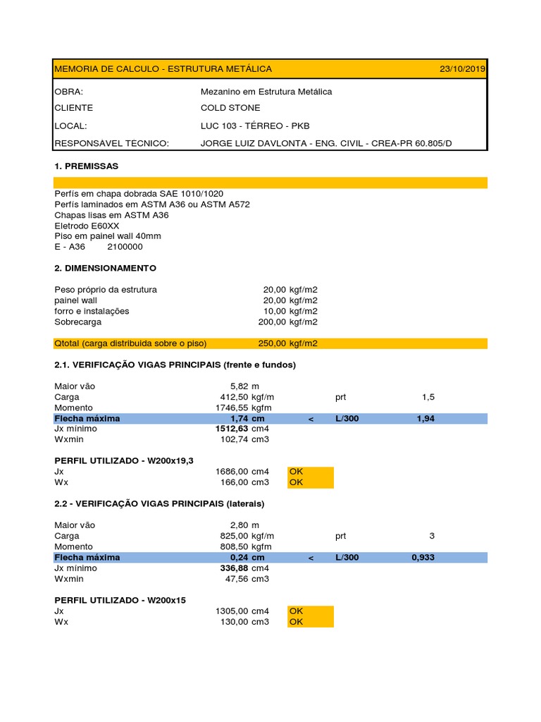 MC - Memorial Calculo - Mez - Luc 103 - Coldstone - PKB - R1 | PDF