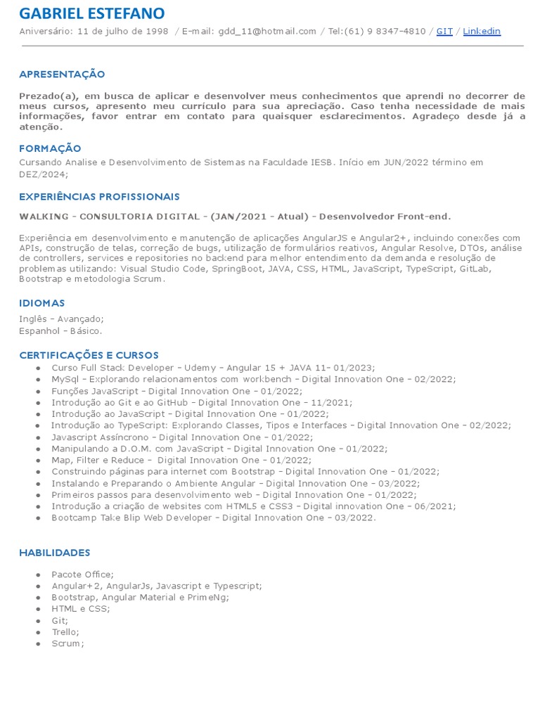 Gabriel CV | PDF | Script Java | Angular JS
