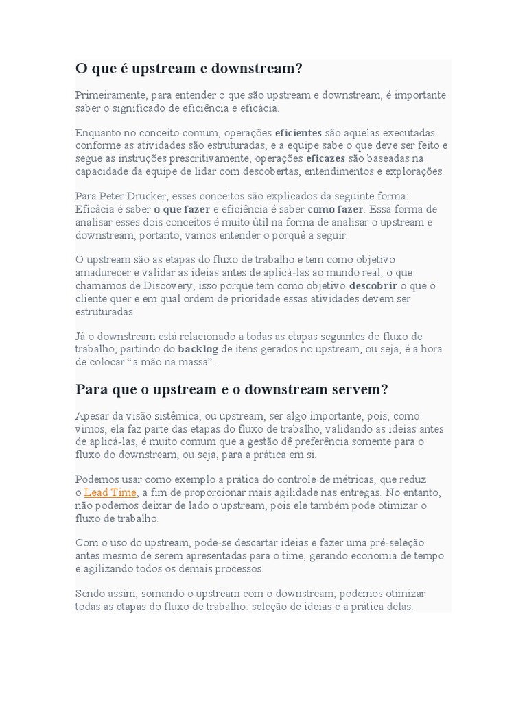 Entendendo Upstream e Downstream | PDF | Planejamento | Marketing