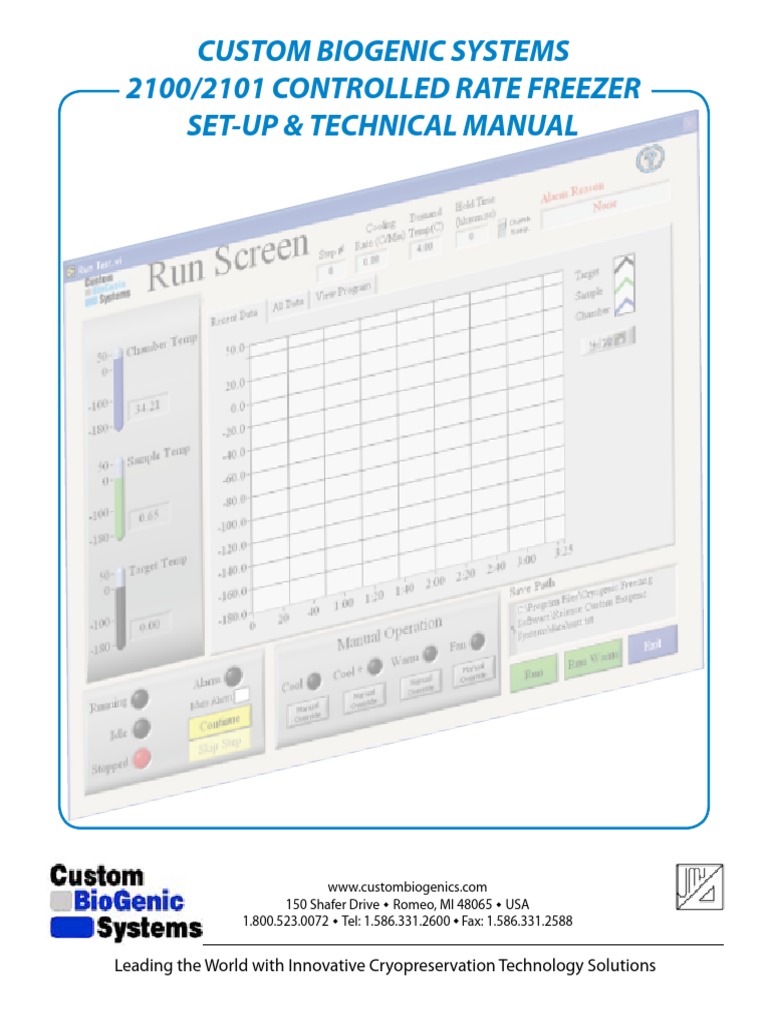 MU e MT - CUSTOM BIOGENIC SYSTEMS 2100 - 2101 CONTROLLED RATE FREEZER SET-UP & TECHNICAL MANUAL ...