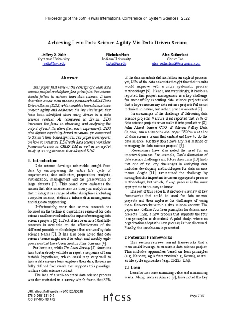 Achieving Lean Data Science Agility Via Data Driven Scrum | Download ... Achieving Lean Data Science Agility Via Data Driven Scrum | Download ...
