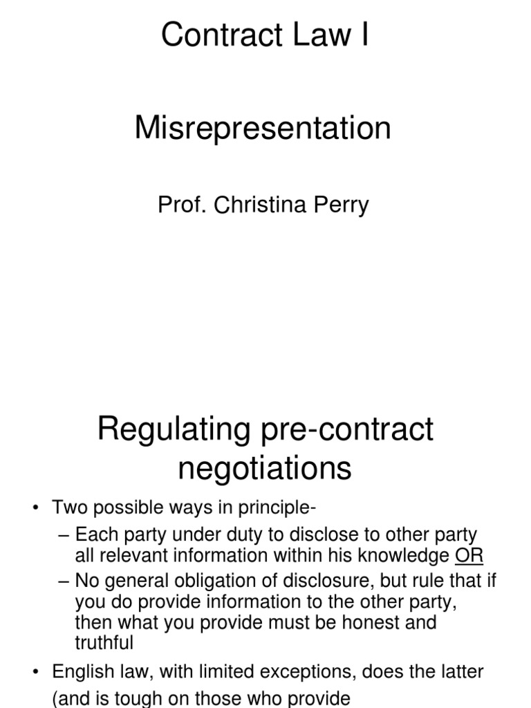 Contract Law Day | PDF | Misrepresentation | Damages