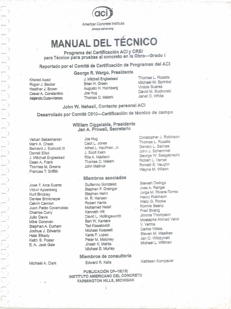 Manual Del Tecnico Aci | PDF