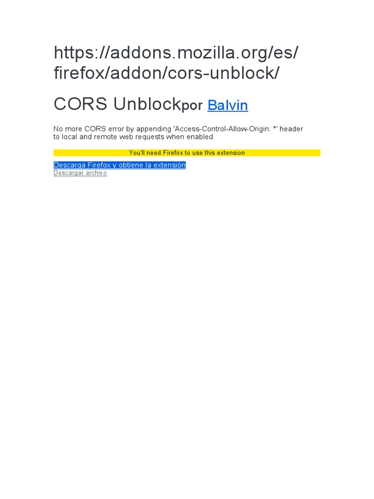 Firefox/addon/cors-Unblock/ CORS Unblock: Balvin | PDF