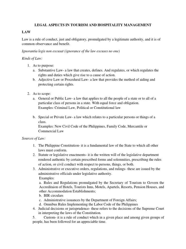 LEGAL-ASPECTS-IN-HOSPITALITY-MANAGEMENT | PDF | Partnership | Law Of ...