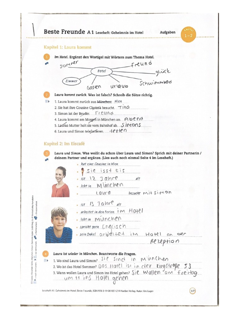 Beste Freunde A 1 Leseheft Geheimnis Im Hotel | PDF
