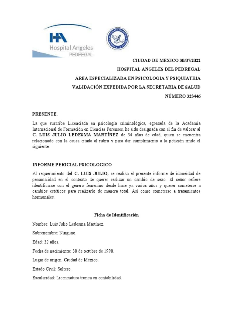 Pericial en Psicología | PDF | Sicología