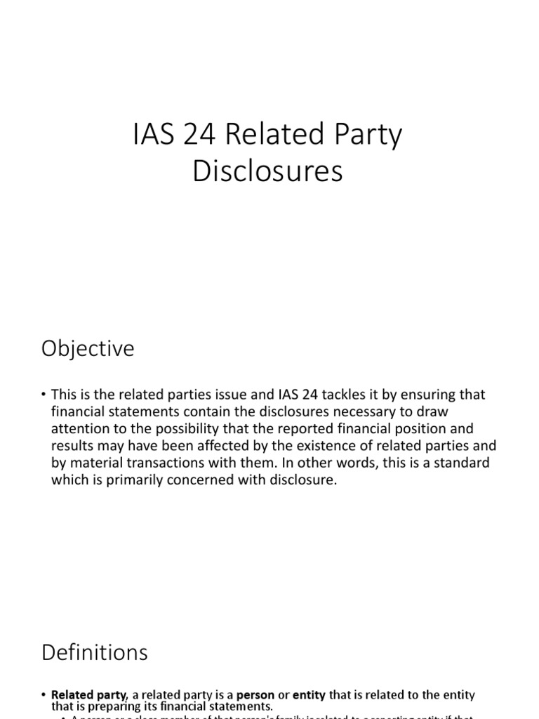 IAS 24 Related Party Disclosures | PDF | Equity (Finance ...