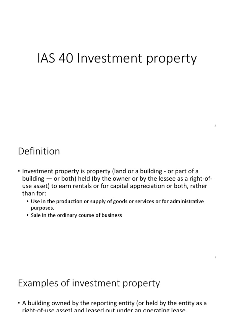 IAS 40 Investment Property | PDF | Fair Value | Cost