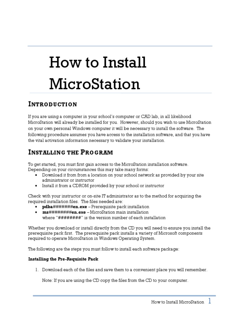 01 - How To Install MicroStation | PDF | Installation (Computer Programs) | Computer File