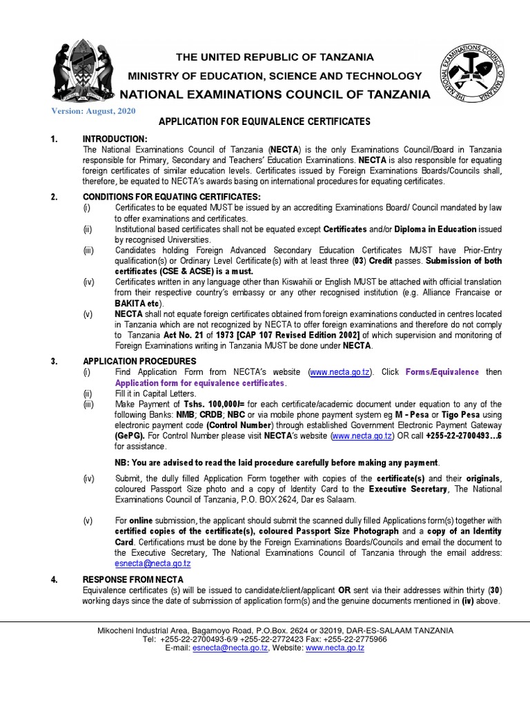 Application For Equivalence Certificates | PDF