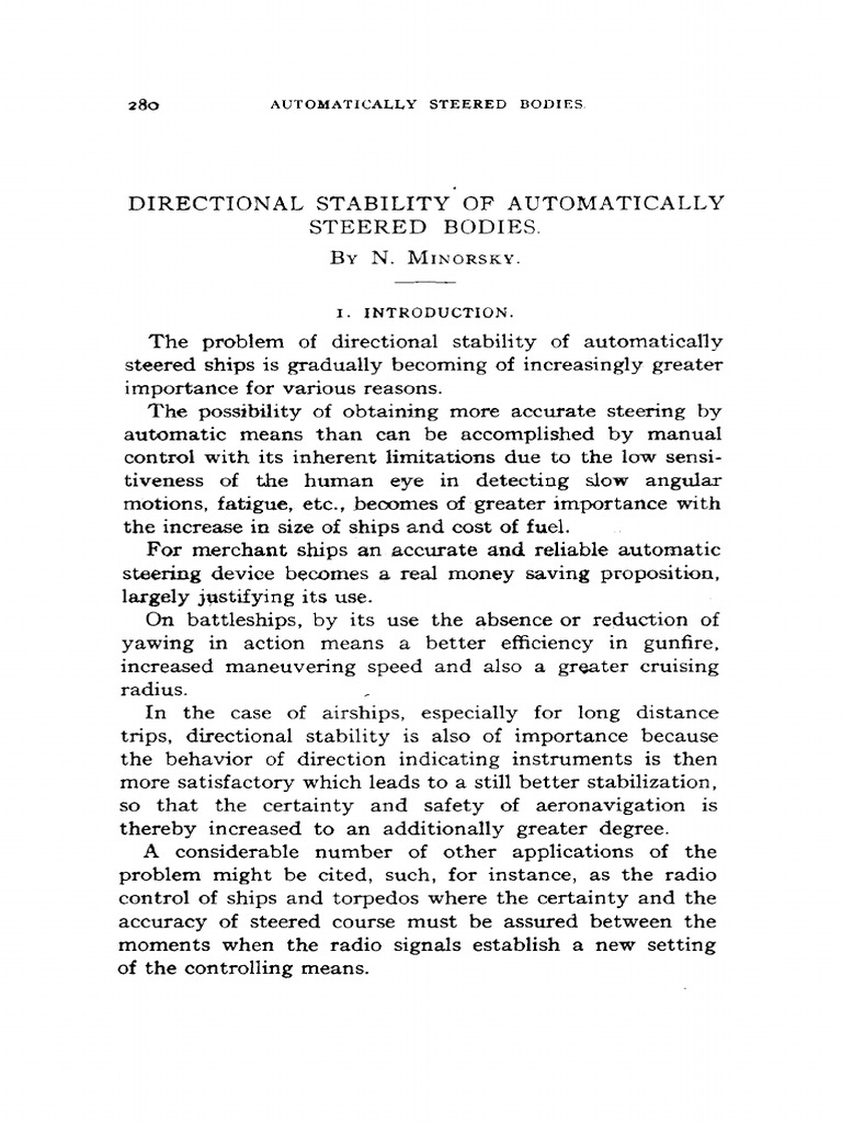 Minorsky Directional Stability | PDF | Torque | Velocity