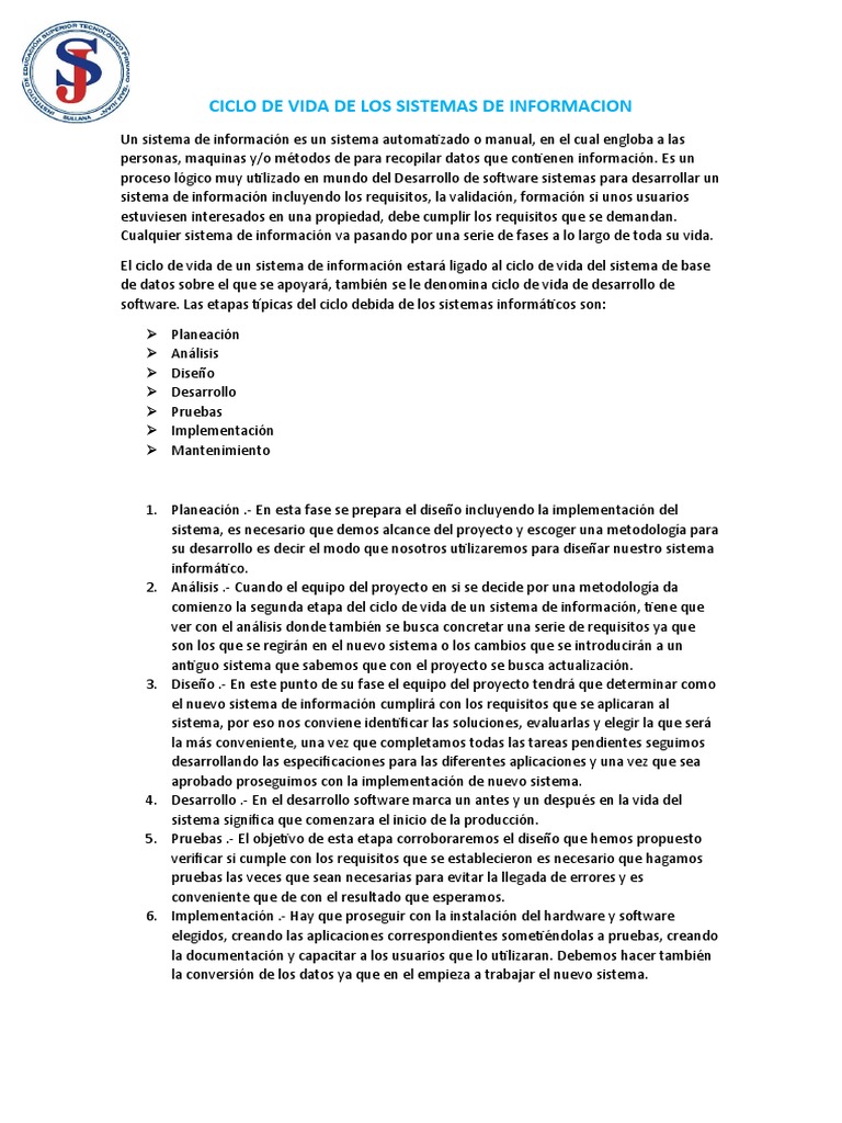 Ciclo de Vida de Los Sistemas de Informacion | PDF