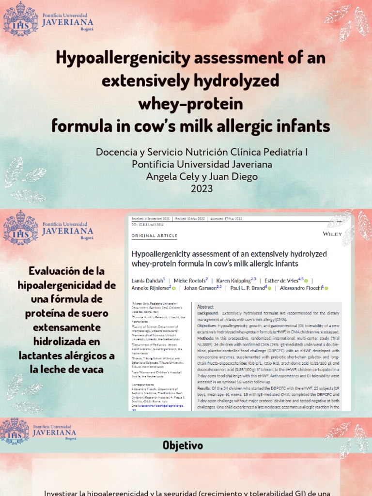 Hypoallergenicity Assessment of An Extensively Hydrolyzed Whey-Protein ...