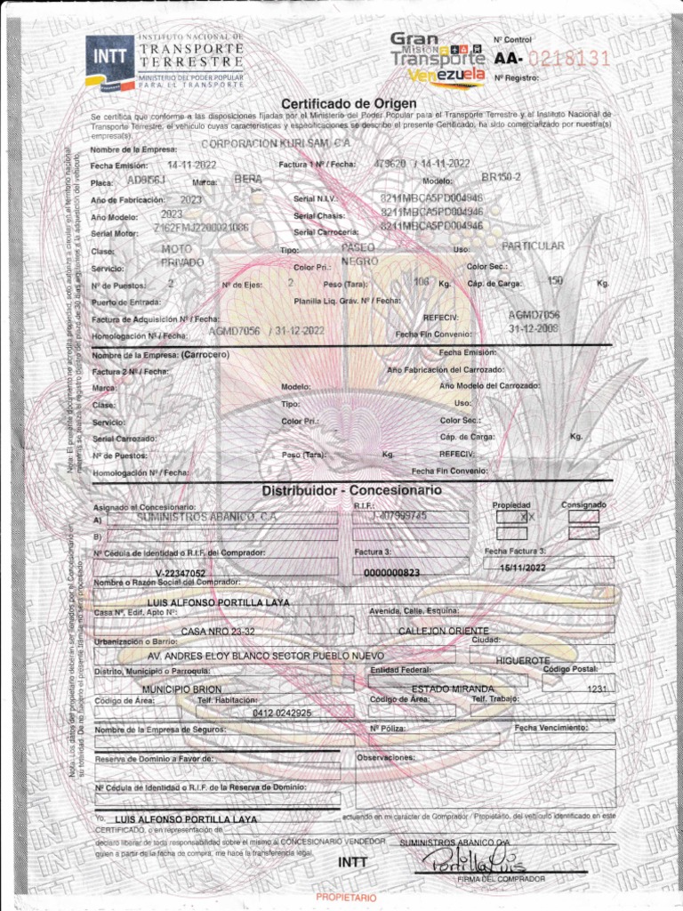 Certificado de Origen | PDF