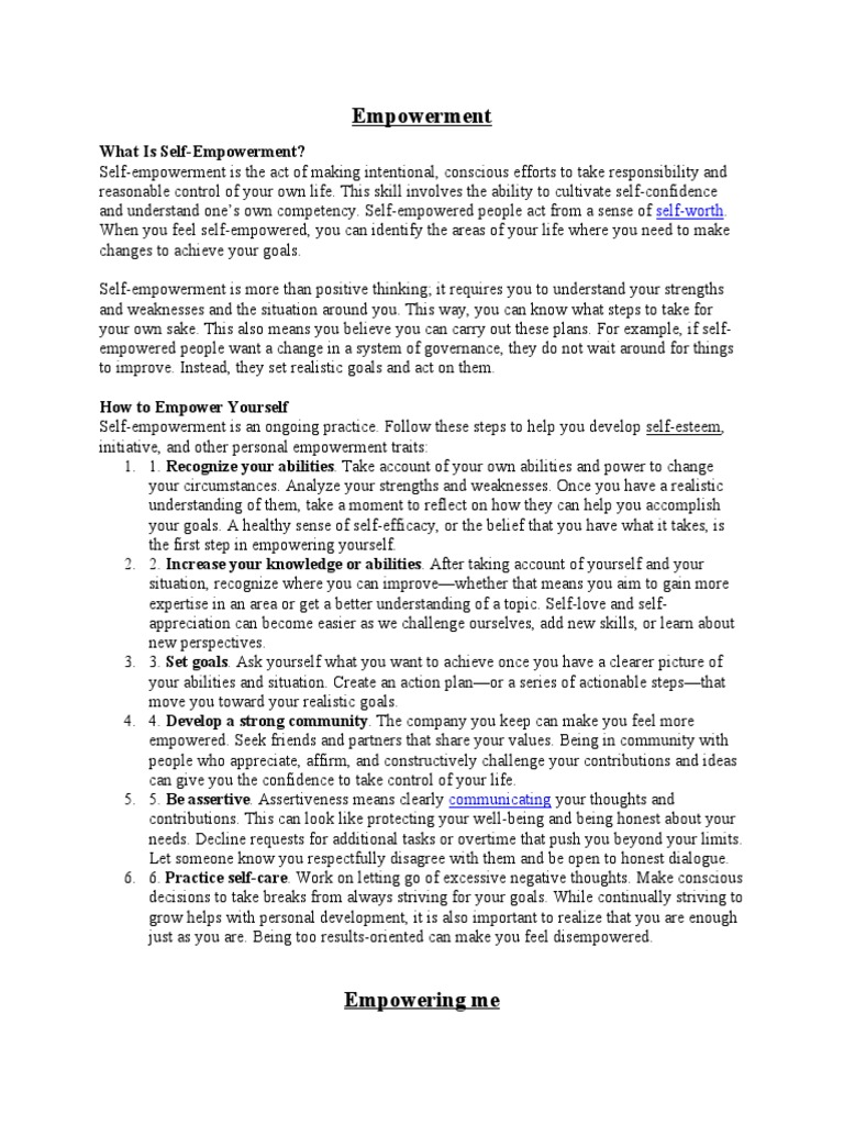 Empowerment | PDF | Empowerment | Self Esteem