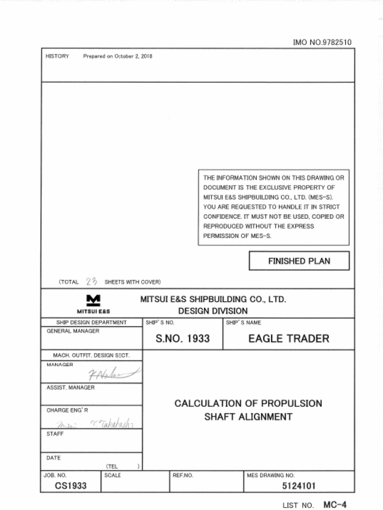 MC-4 Calculation of Propulsion Shaft Alignment | PDF