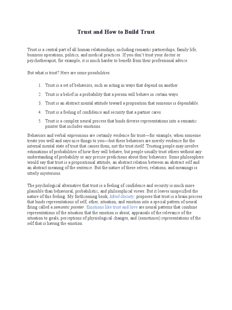 How To Build Trust | PDF | Emotions | Attitude (Psychology)