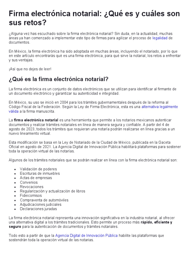 Firma Electrónica Notarial | PDF