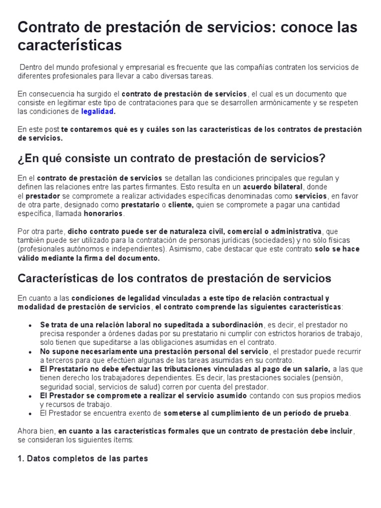 Contrato de Prestación de Servicios | PDF