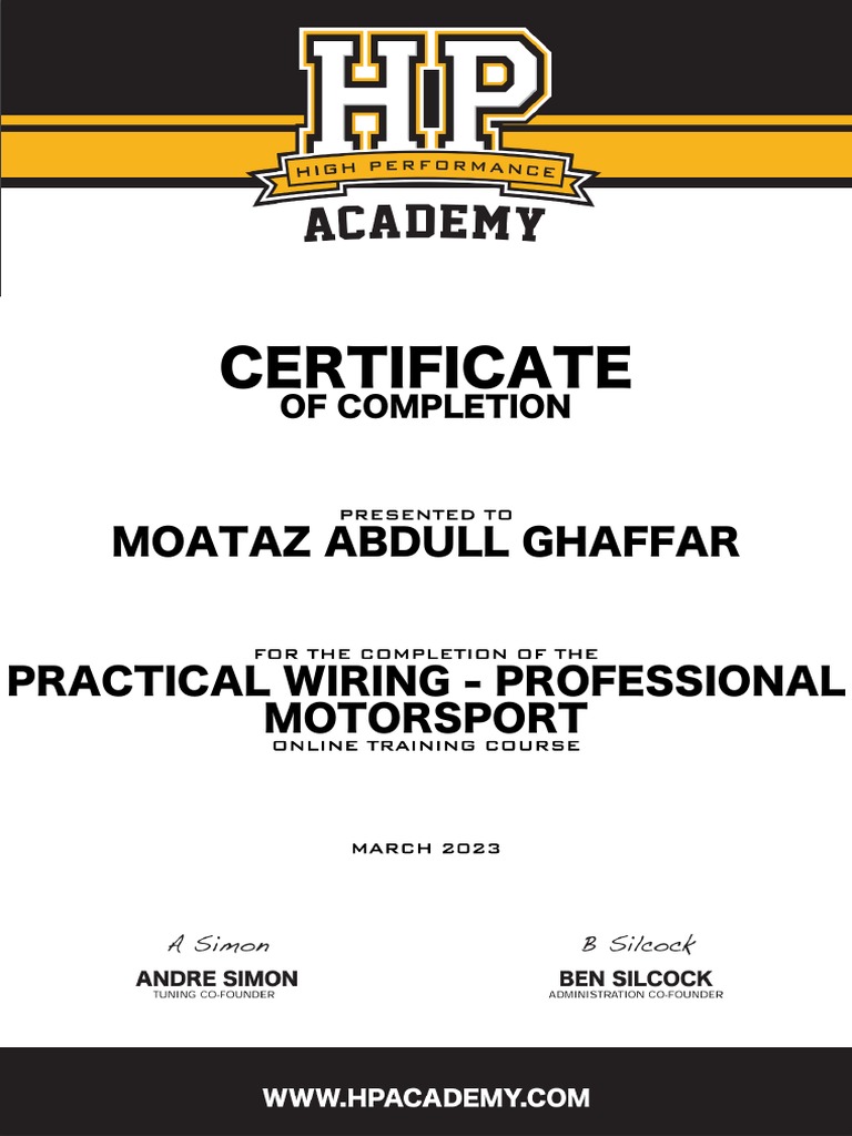 Hpa Certificate Professional Motorsport Wiring Harness Construction | PDF