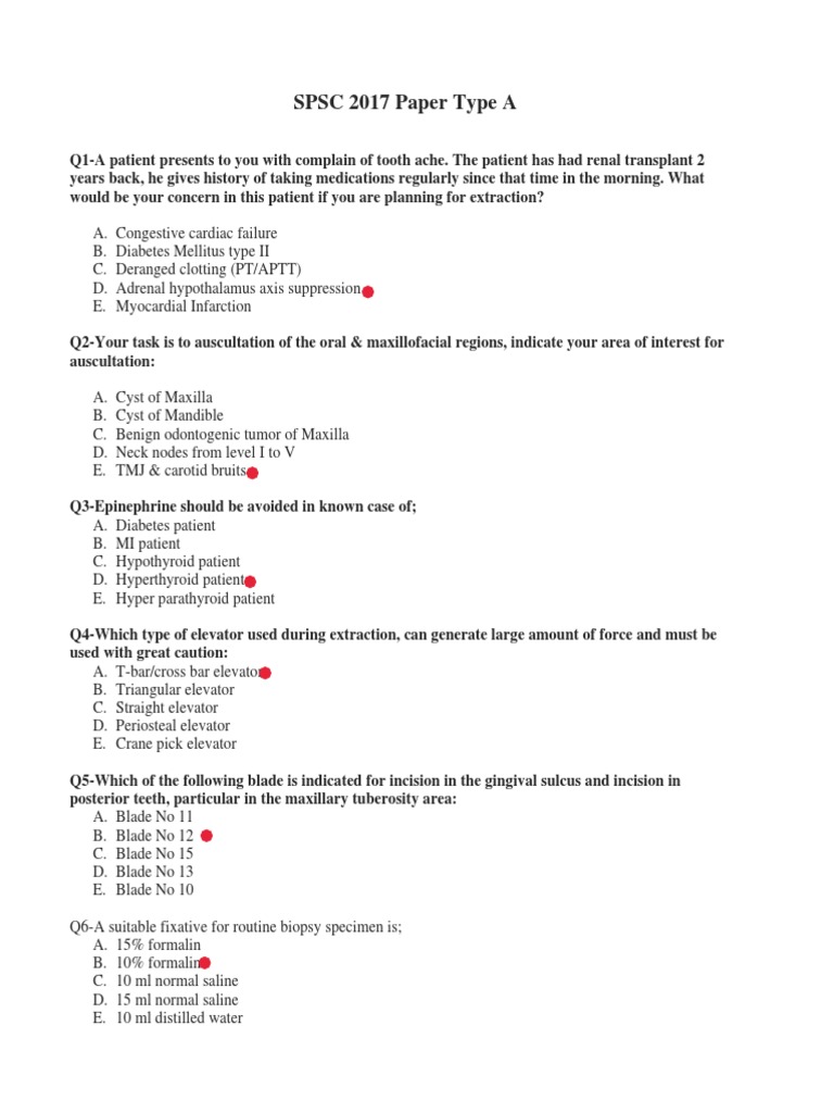 SPSC 2017 Paper Type A | PDF | Dentures | Periodontology