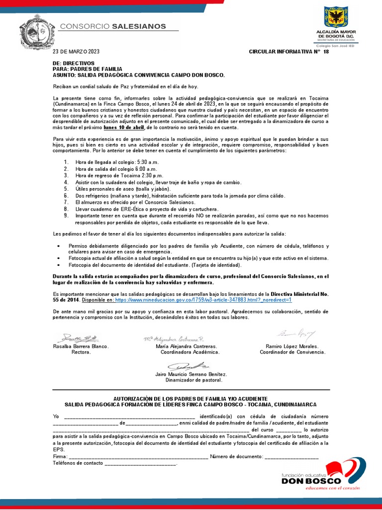 Circular #18 - 23 de Marzo (Convivencia 7C) | PDF