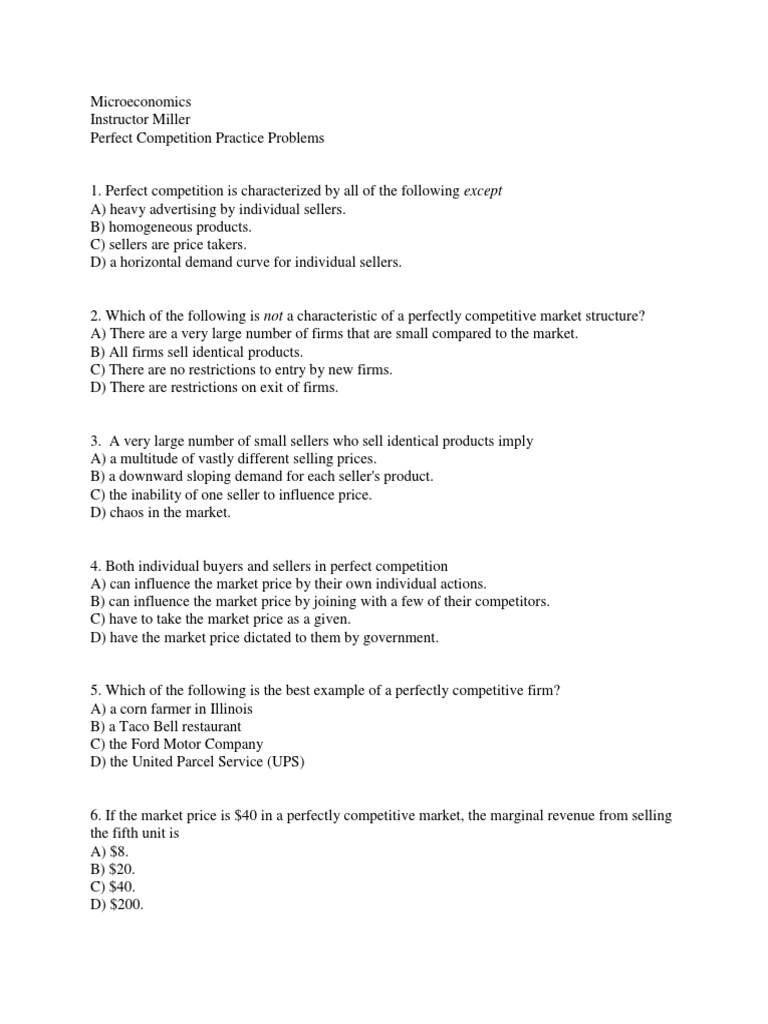 Practice Problems Ch. 12 Perfect Competition | PDF | Marginal Cost ...