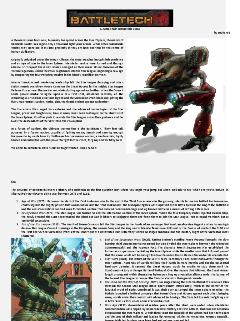 Jumpchain - Battletech | PDF | Battle Tech | Armoured Fighting Vehicles