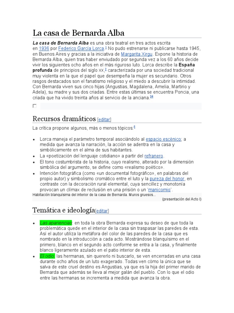 La Casa de Bernarda Alba | PDF | Clásicos