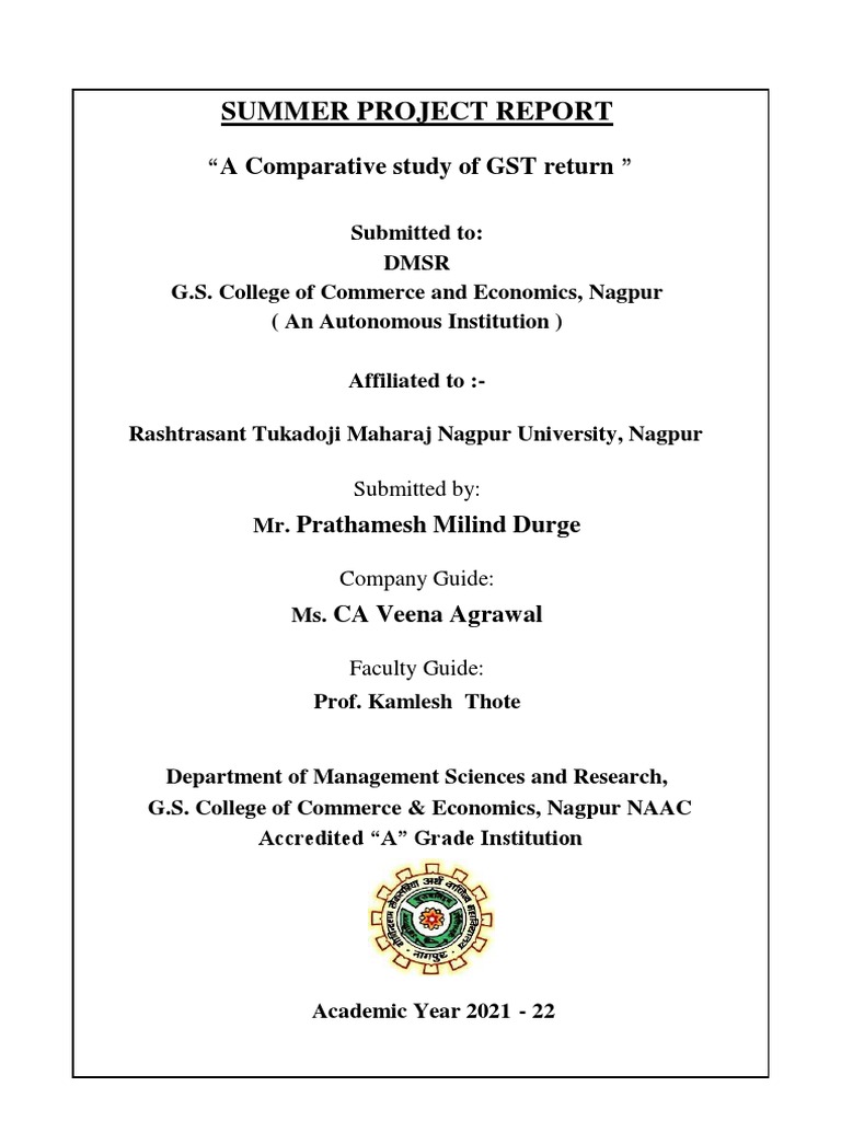 Summer Project Report: "A Comparative Study of GST Return " | PDF ...