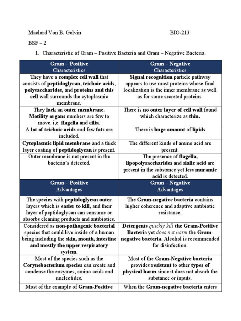 Gram-Positive vs Gram-Negative Bacteria | PDF | Gram Positive Bacteria ...
