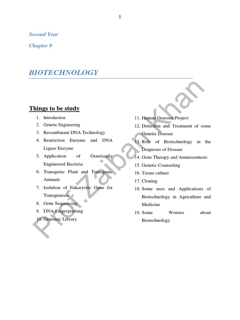 Chapter 9 Biotechnology | PDF | Dna | Plasmid