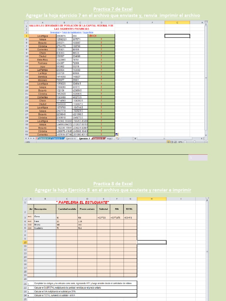 Ejercicio Basico Excel 7,8,9 | PDF