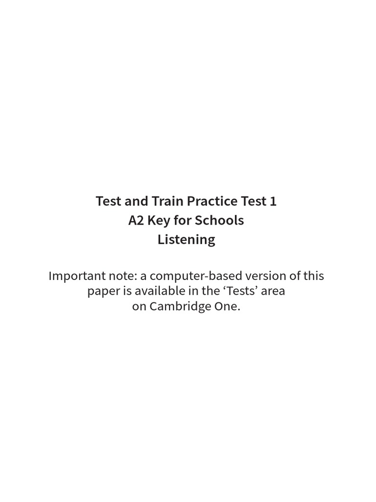 Test and Train Practice Test 1 A2 KFS Listening | PDF