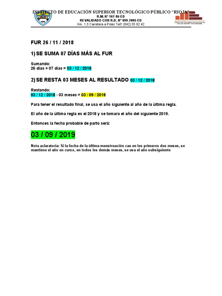 Cálculo de Fecha Probable de Parto | PDF