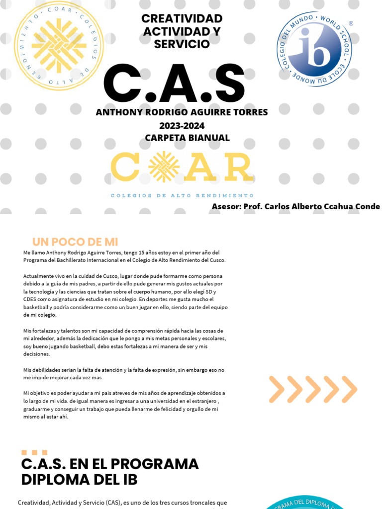 Creatividad Actividad Y Servicio: 2023-2024 Anthony Rodrigo Aguirre ...