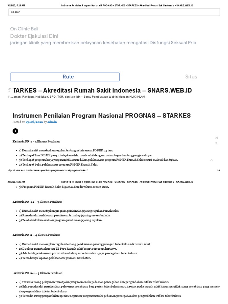 Instrumen Penilaian Program Nasional PROGNAS - STARKES | PDF