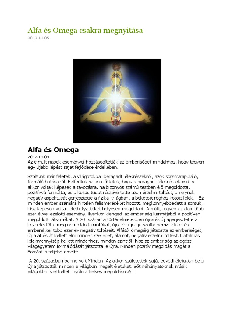 Alfa És Omega Csakra Megnyitása | PDF