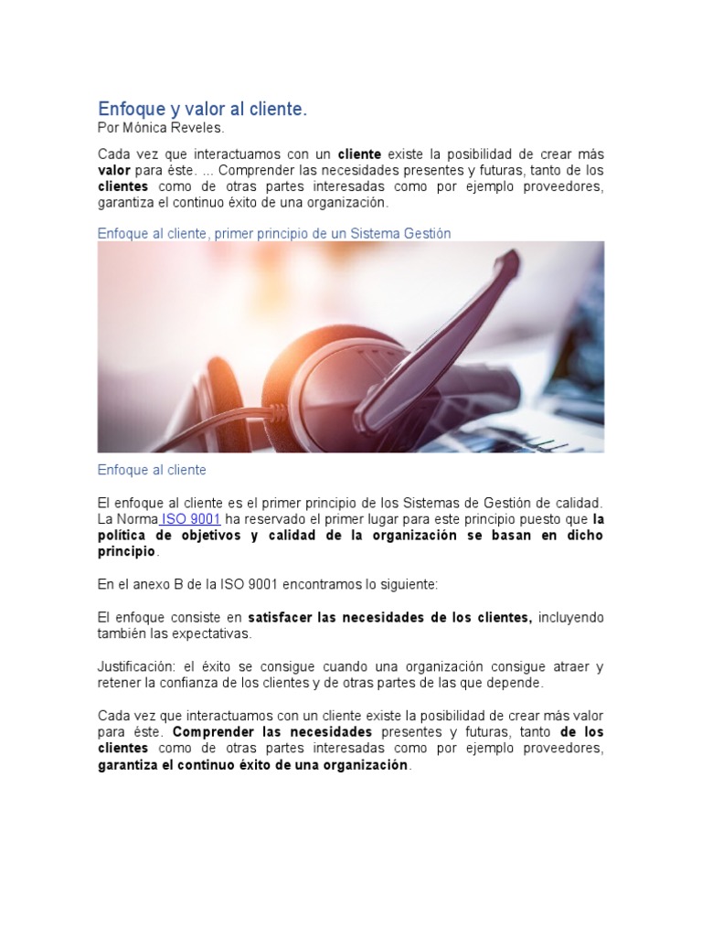 Enfoque y Valor Al Cliente | PDF | Cliente | La satisfacción del cliente