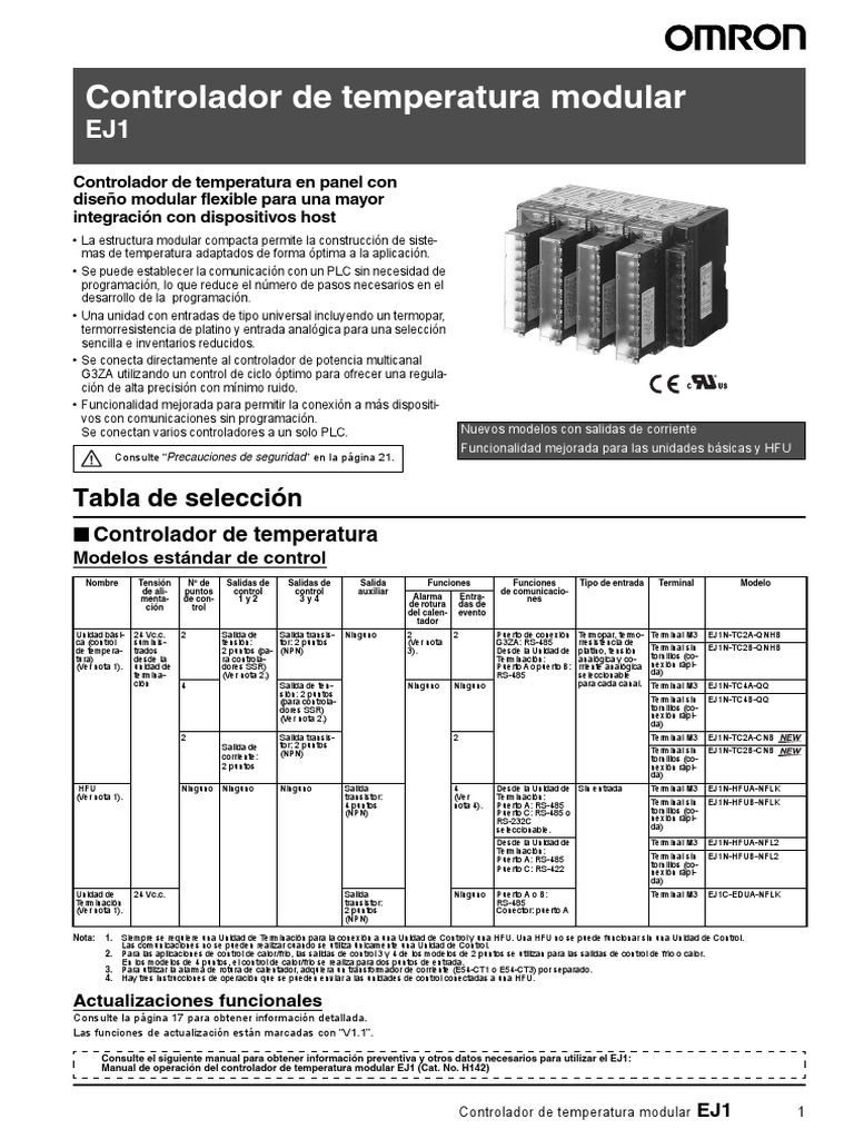 h144 Ej1 Modular Temperature Controller Datasheet Es | PDF | Resistor | USB
