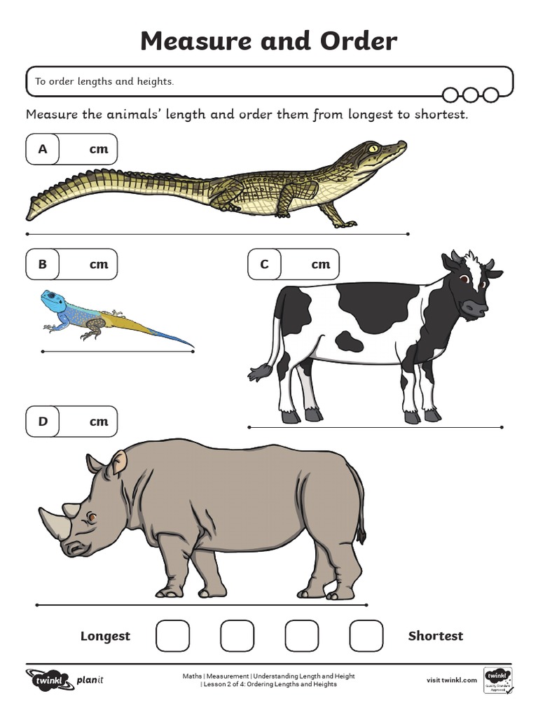 Measure The Animals' Length and Order Them From Longest To Shortest | PDF