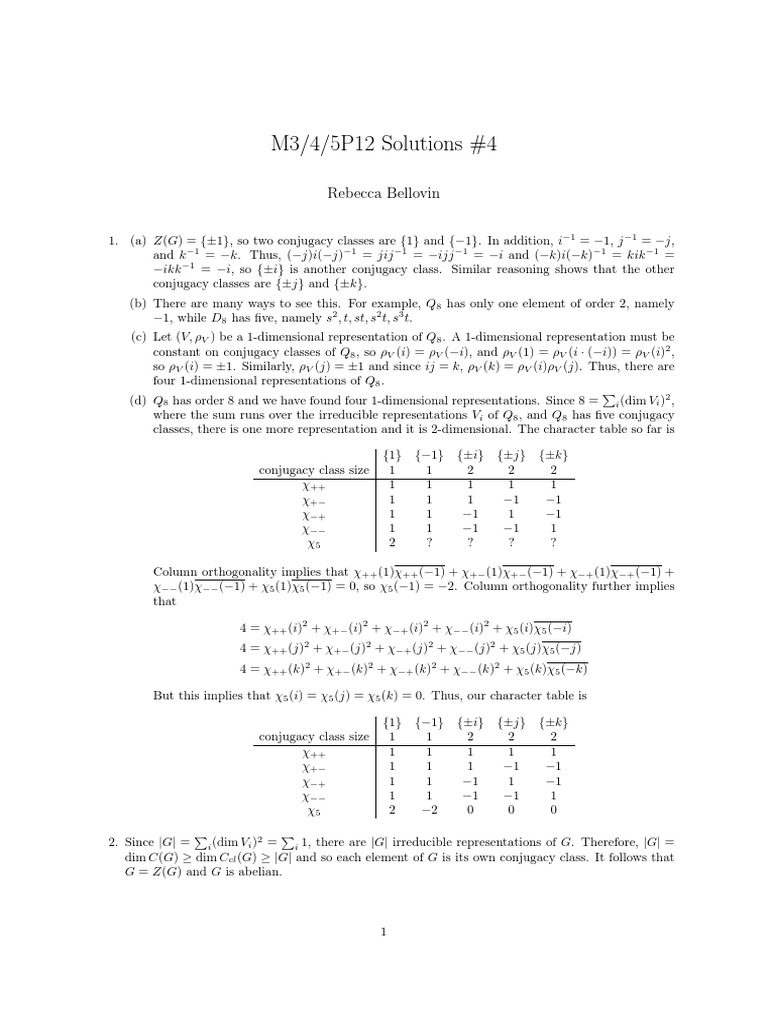 M3/4/5P12 Solutions #4: Rebecca Bellovin | PDF | Mathematics | Algebra
