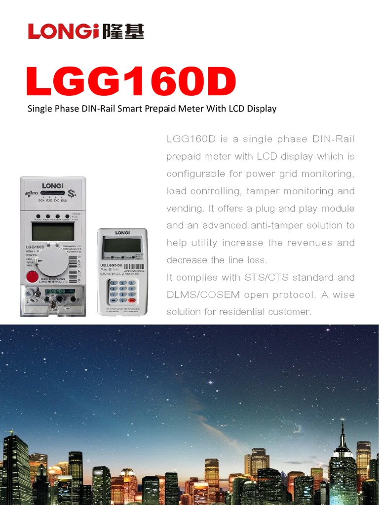Brochure For LGG160D Single Phase DIN-Rail LCD Smart Prepaid Meter ENV5.0 | Download Free PDF ...